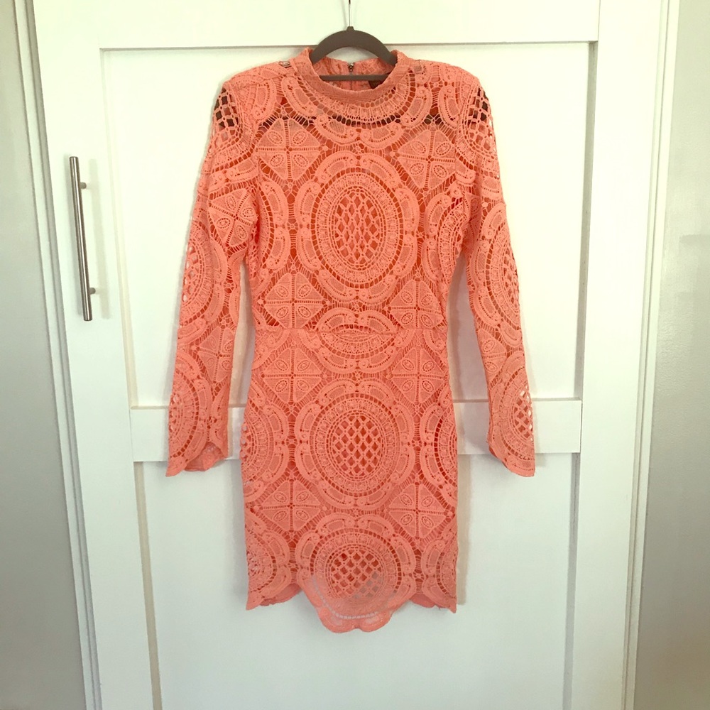 Crochet Salmon Pink Dress - Gem